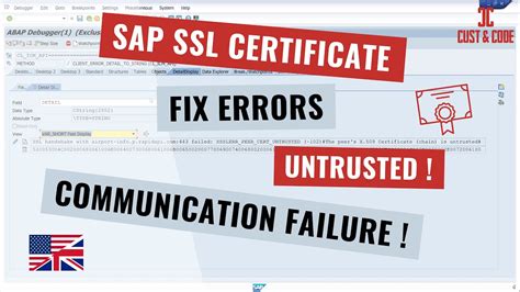 How To Fix SAP SSL Certificate Errors Untrusted Handshake English