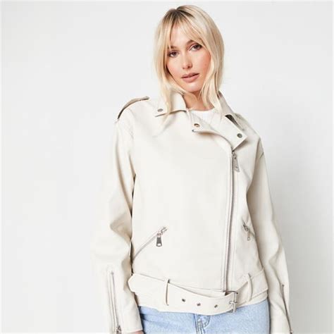 Missguided Faux Leather Oversized Boyfriend Biker Jacket SportsDirect