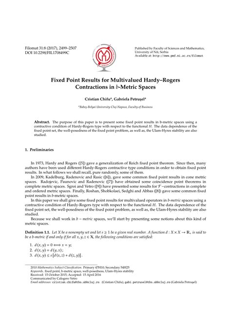 pdf fixed point results for multivalued hardy rogers contractions in b metric spaces