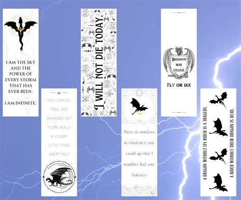 Fourth Wing Iron Flame Bookmark Set Xaden Riorson Violet Sorrengail