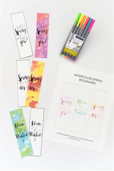 Printable Watercolor Bookmarks Printable Word Searches