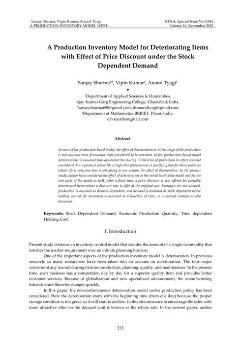 pdf effect of inflation on two storage inventory model with time dependent deteriorating items