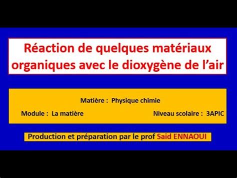 Réaction de quelques matériaux organiques avec le dioxygène de l air