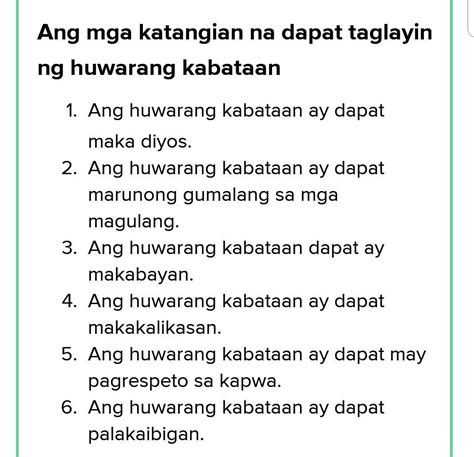 Bilang Isang Bata Ano Ang Dapat Mong Taglayin Na Katangian Upang Ikaw