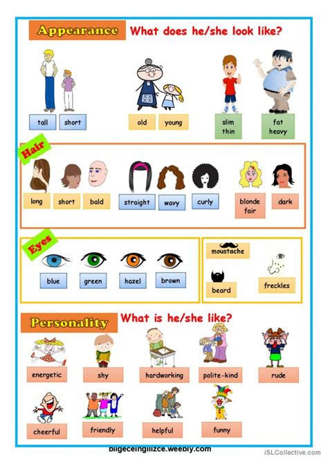 APPEARANCE PERSONALITY Pictionary P English ESL Worksheets Pdf Doc