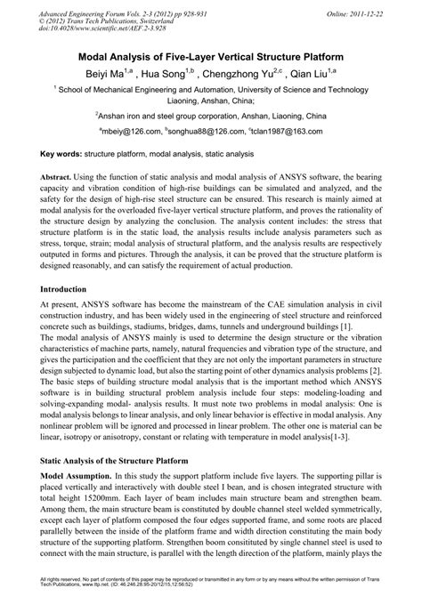 pdf modal analysis of five layer vertical structure platform