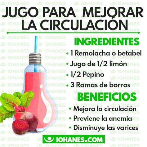 A Poster With The Words Jugo Para Mejoar La Circulacion
