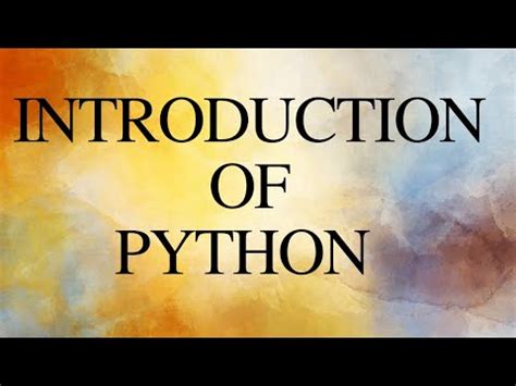 Introduction Of Python Youtube