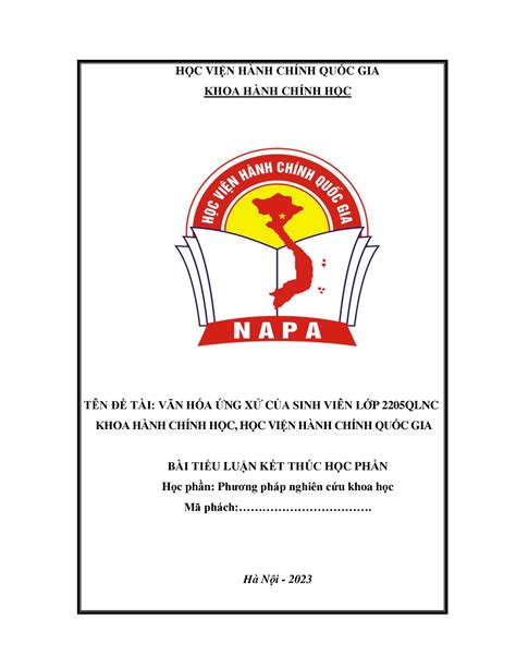 Ndd bài tiểu luận kết thúc hp HỌC VIỆN HÀNH CHÍNH QUỐC GIA KHOA