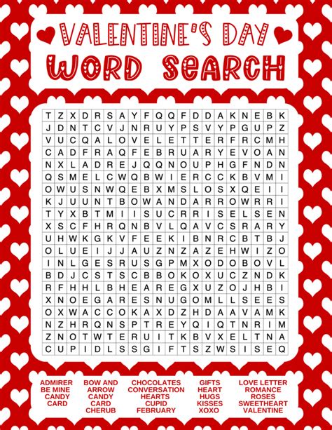 Free Printable Valentine S Day Word Search Prudent Penny Pincher