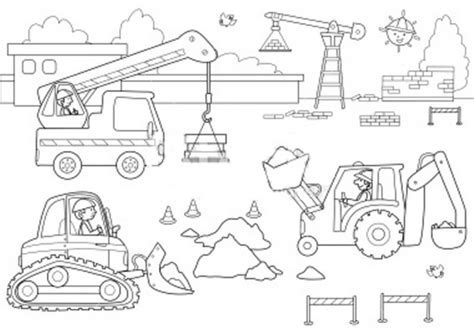 Coloriage Chantier et Travaux à découper