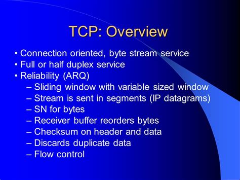 tcp transmission control protocol overview connection set up and termination interactive bulk