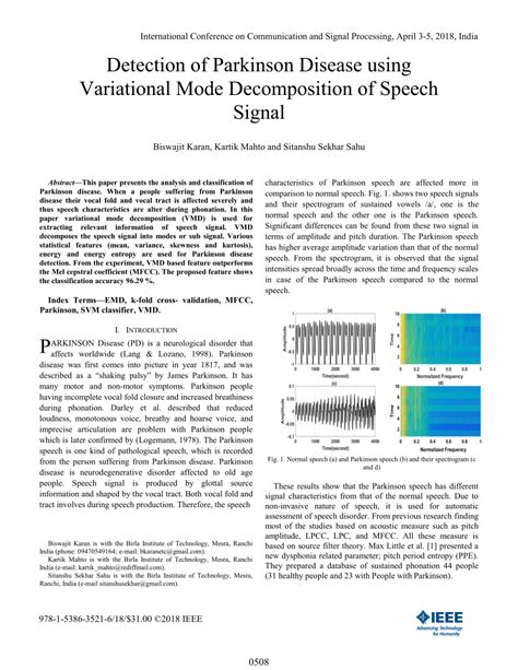 pdf detection of parkinson disease using variational mode decomposition of speech signal