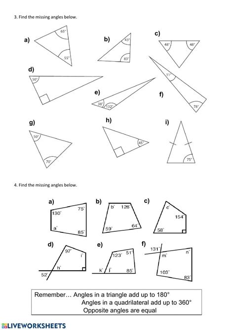 Worksheet On Finding Missing Angles In A Triangle
