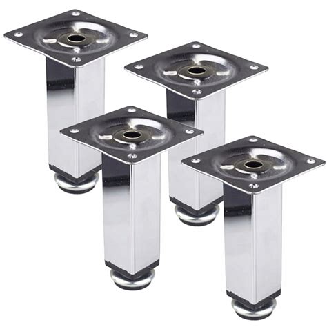4x Nóżka meblowa regulowana noga kwadratowa 25x25 ATM H 100mm CHROM DN