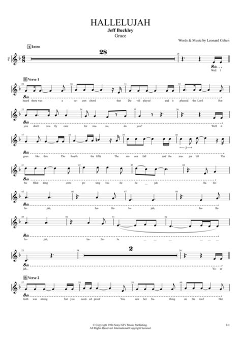 Hallelujah Tab By Jeff Buckley Guitar Pro Full Score MySongBook