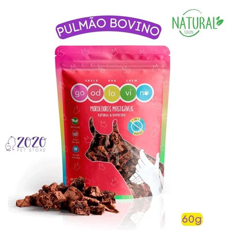 Kit 2 Pulmão Bovino Desidratado Petisco Natural Para Cães e Gatos