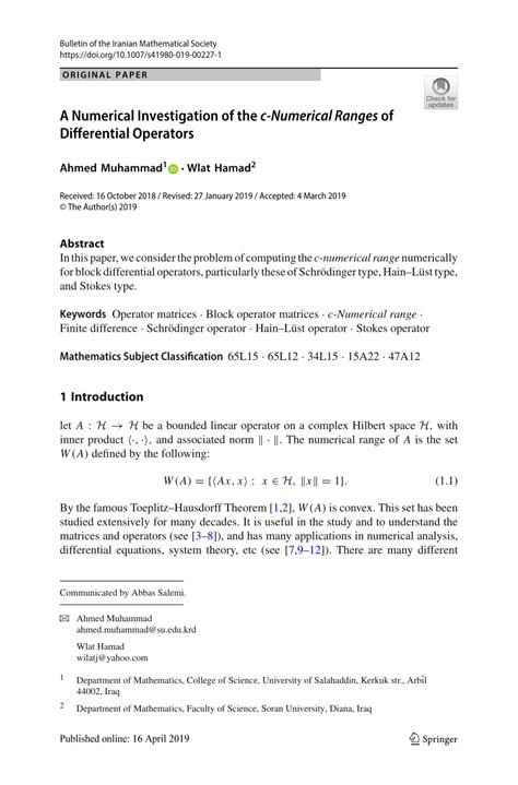 pdf a numerical investigation of the c numerical ranges of differential operators