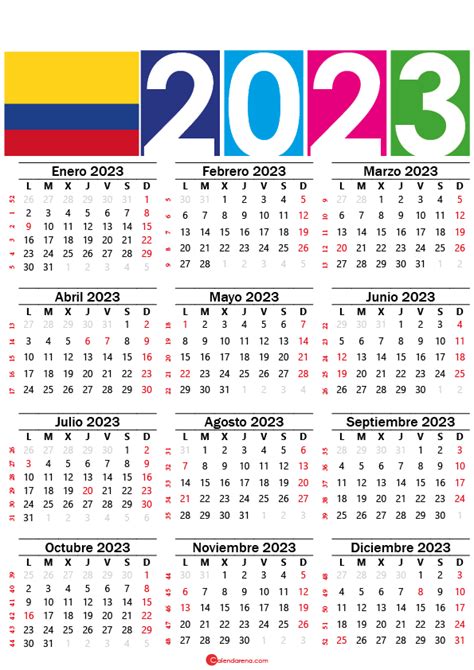 Calendario 2022 Colombia Con Días Festivos Para Imprimir Work Calendar