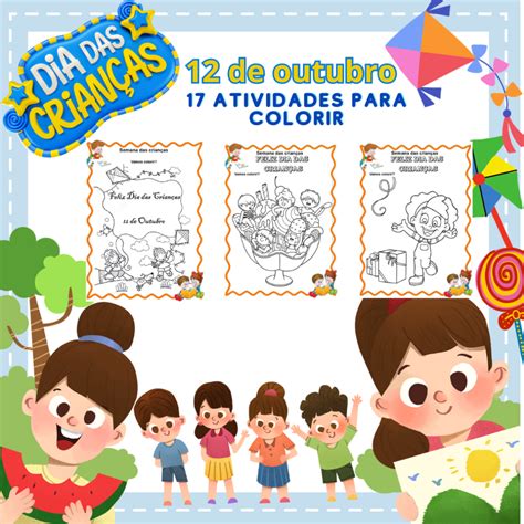 atividades para colorir dia das crianças Cantinho do EVA