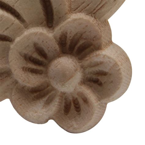 Statue deco Fleur Antique sculptée en bois naturel Long meuble d angle