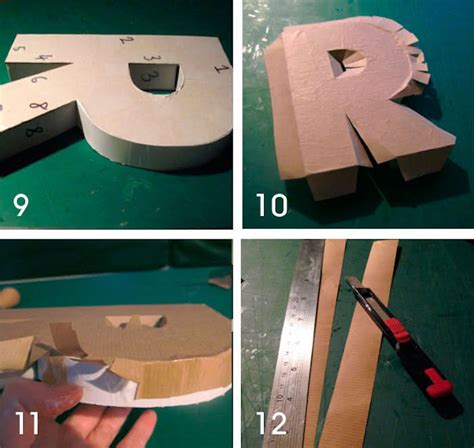Letras 3D de papelão moldes passo a passo e ideias