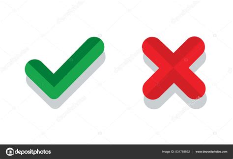 Check Mark Green Check Mark Red Cross Icon Stock Vector Image By H