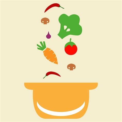 El ícono de la sopa de verduras parece simple Vector Premium