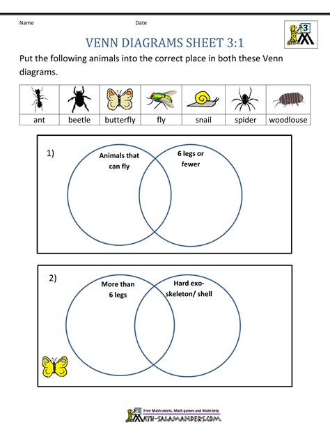 Venn Diagram Worksheet For Grade 1