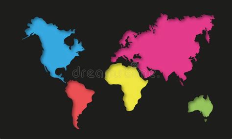 Mapa Mundial Do Estilo Papercut Planeta Terra Continentes Coloridos