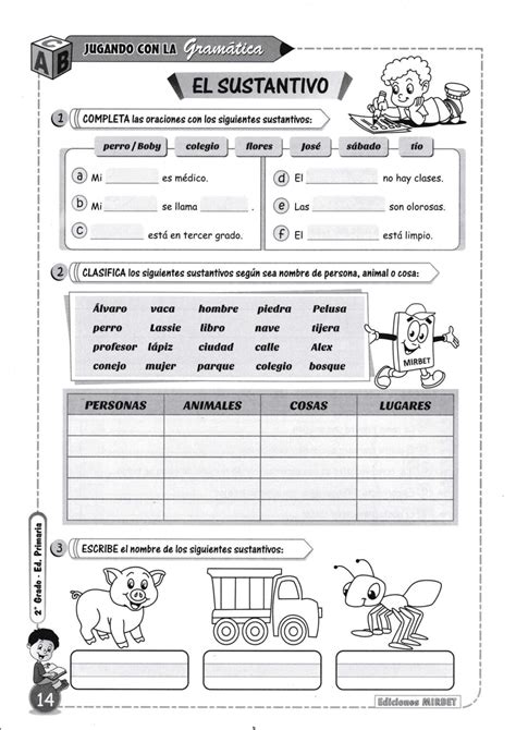 Cuaderno de Gramática actividades y ejercicios para 2º grado I PARTE
