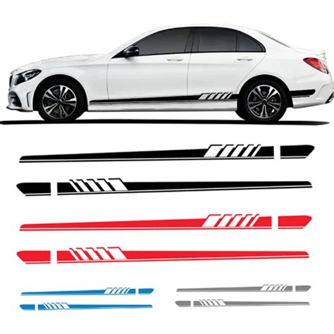 2PCS DIY Car Side Door Stickers Stripe Auto Body Vinyl Film Sports