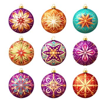 Ilustración Vectorial De Bolas Decorativas De Navidad Coloridas Con