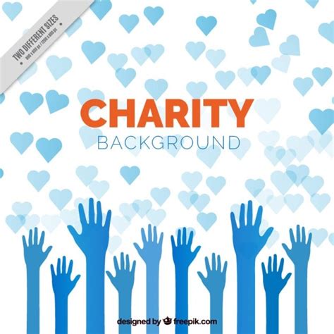 Blue Hands With Hearts Charity Background Free Vector