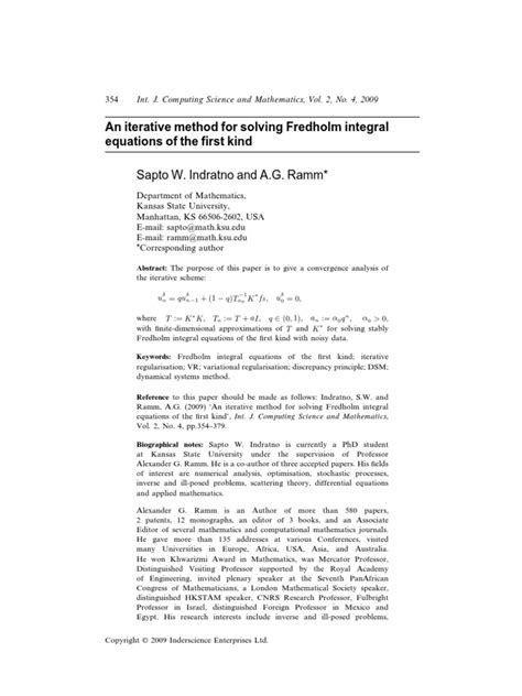 an iterative method for solving fredholm integral equations of the first kind pdf integral