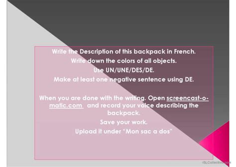 Describe The Backpack English ESL Powerpoints