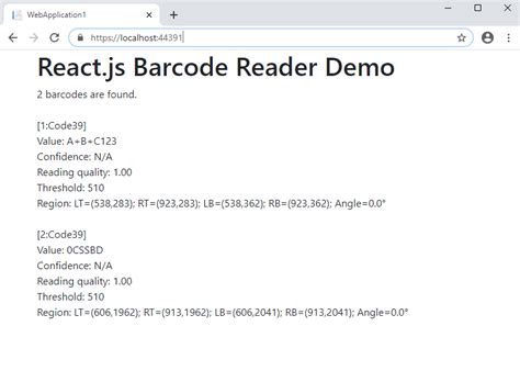 recognize barcodes in image in asp core application with react js