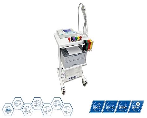 ASPEL ECG GREY v 07 205SYS aparat EKG Aparat Wózek Drukarka