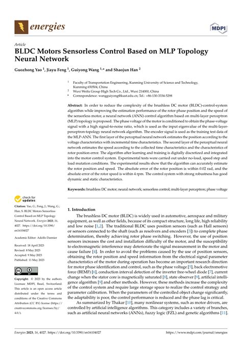 pdf bldc motors sensorless control based on mlp topology neural network