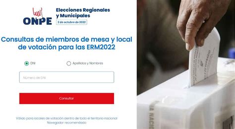 ONPE cómo saber si eres miembro de mesa para las elecciones 2022 a