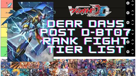 Post D Bt Rank Fight Tier List Cardfight Vanguard Dear Days Youtube
