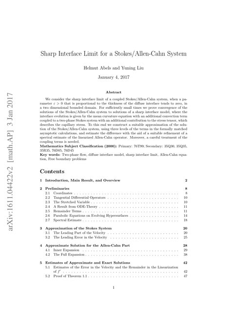 pdf sharp interface limit for a stokes allen cahn system