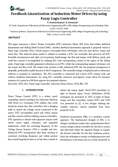 pdf feedback linearization of induction motor drives by using fuzzy logic controller