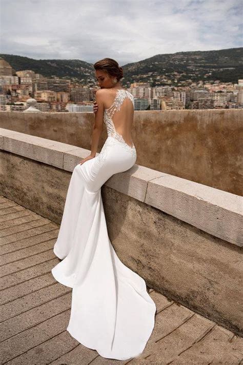 Robe De Mariée Sirène Blanche Dos Nu Soirée Blanche