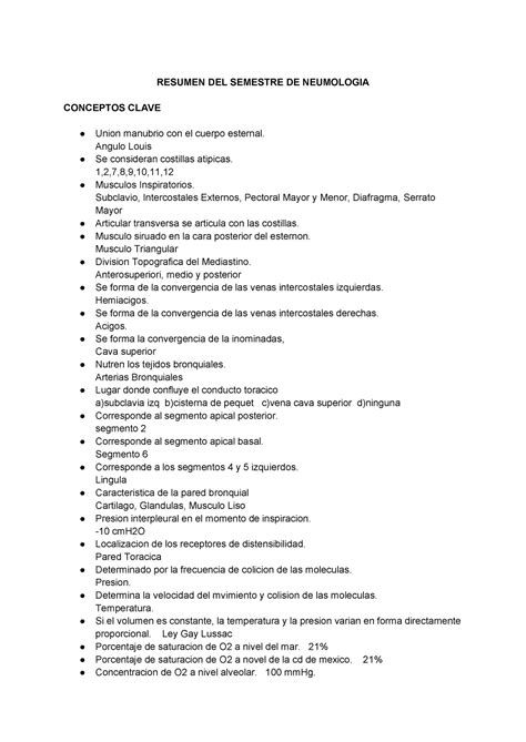 GUIA Final Neumologia Resumen Neumología RESUMEN DEL SEMESTRE DE