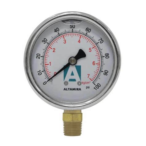 Manómetro con Glicerina de 0 100 Psi Marca Altamira Con Carátula De 2 5