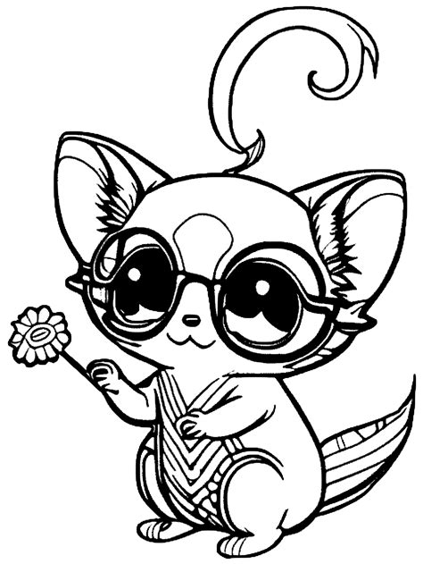 Cute Sugar Glider With Glasses Coloring Page Creative Fabrica