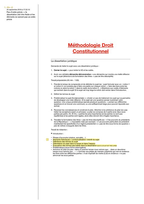 Méthode Dissertation pour le droit constitutionnel Méthodologie Droit