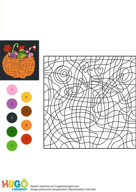 Coloriage Magique Halloween Niveau CE2 Citrouille Remplie De Bonbons