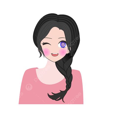 Linda Chica Rosa De Dibujos Animados Con Texto Editable Png Dibujos